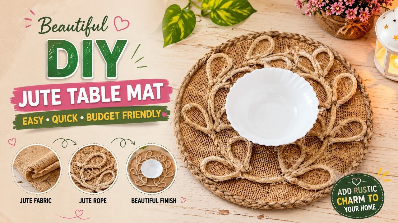 Waste Se Wow! 🌿 Beautiful Jute Table Mat DIY for Home #diy - YouTube