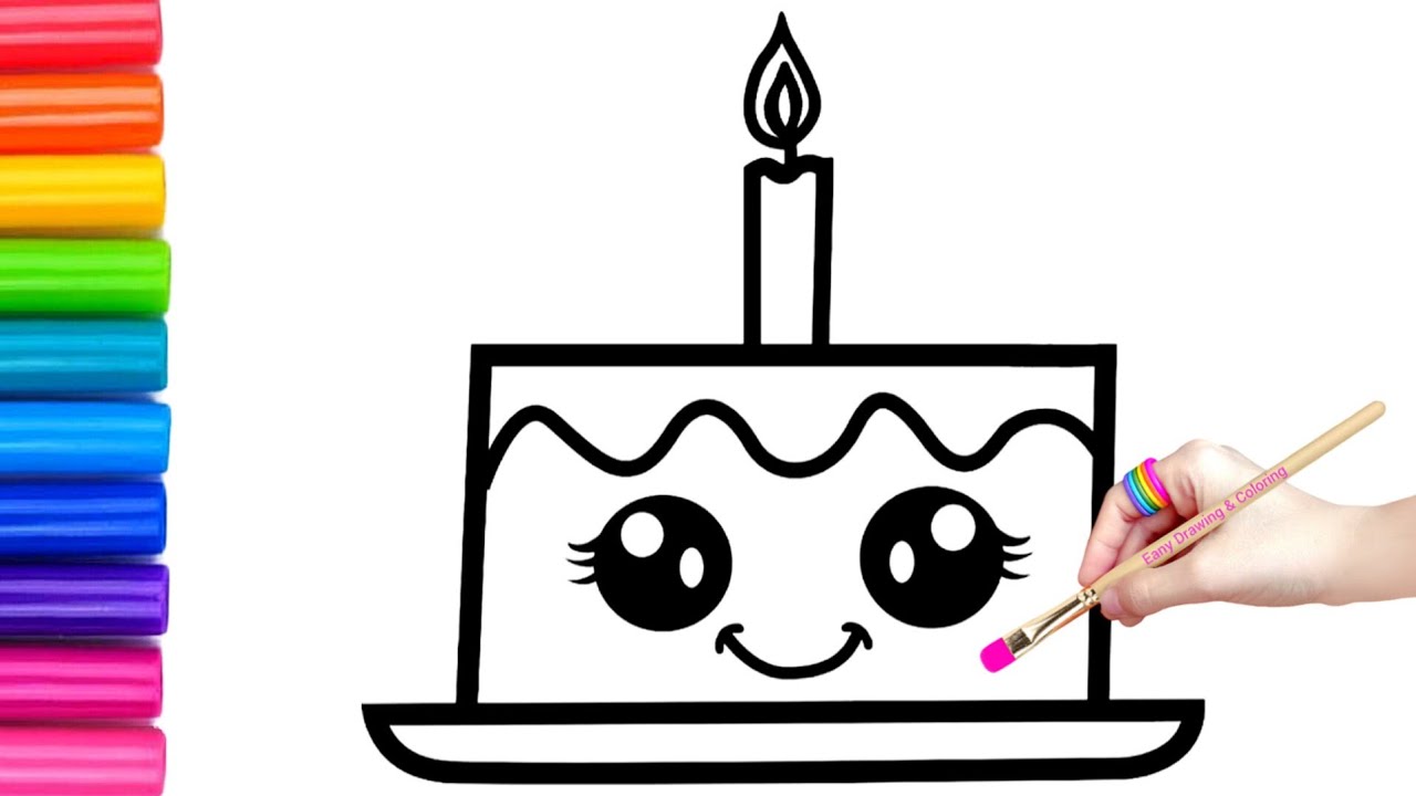 How to Draw a Simple Cute Cake Step by Step | Draw Simple and Easy Cake ...