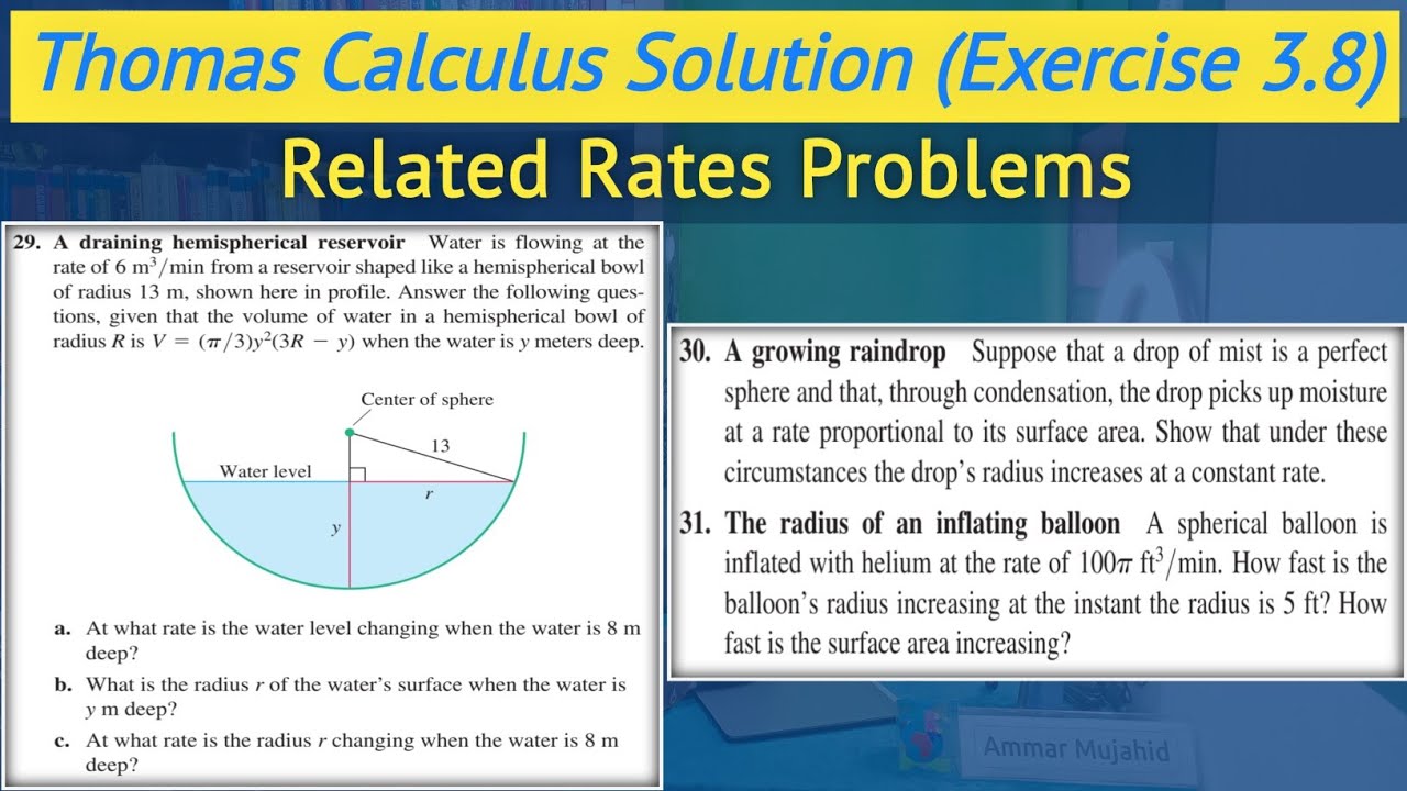 Thomas calculus exercise 3.8 Q29 to Q31 | Related rates problems urdu ...