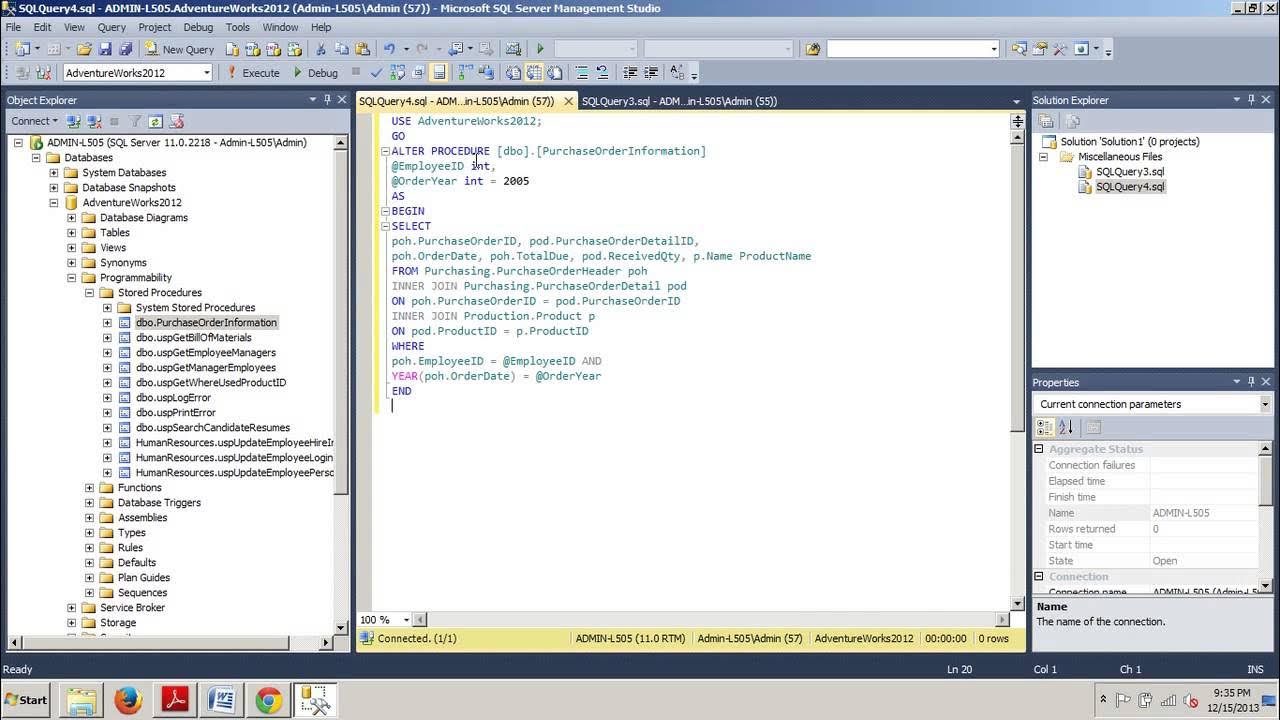 SQL Server tutorial 64: Parameterizing stored procedures - YouTube