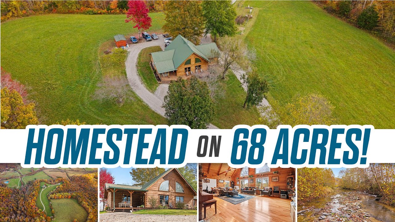 Kentucky Homestead 68 Acres with Honest Abe Log Cabin, Creek and Garage ...