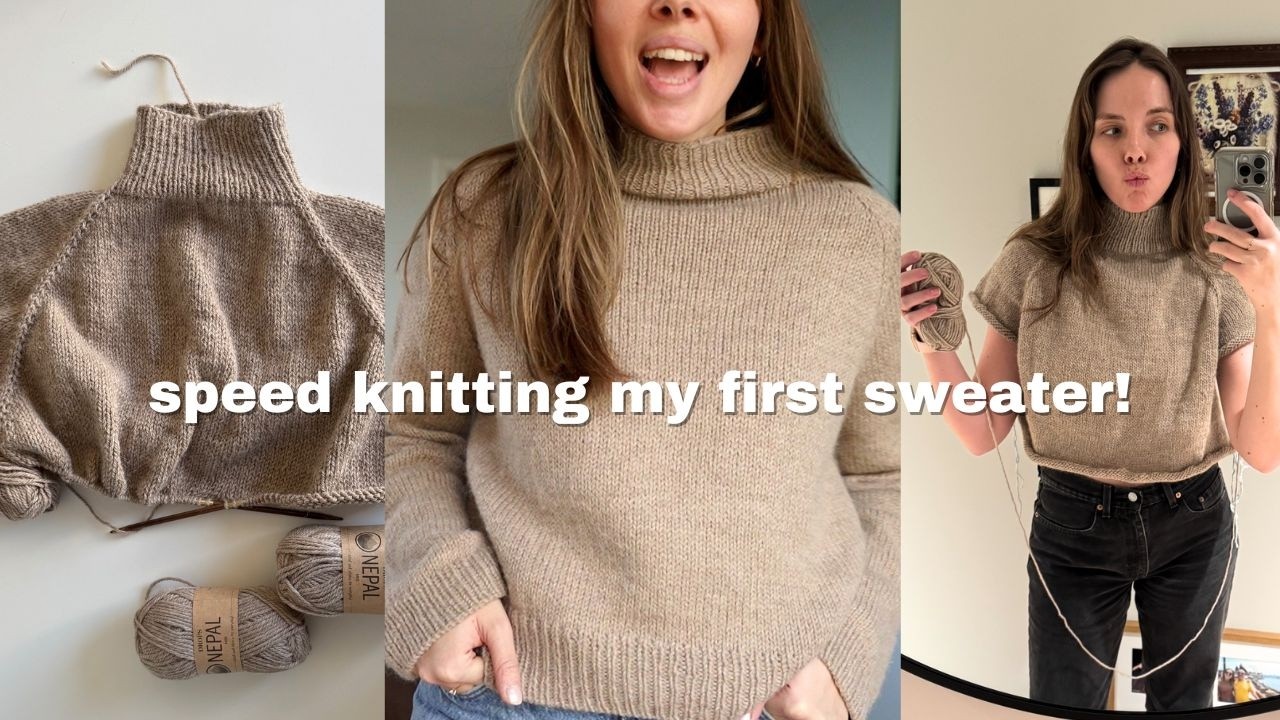 i knit my first sweater in 2 weeks step by step sweater vlog - YouTube