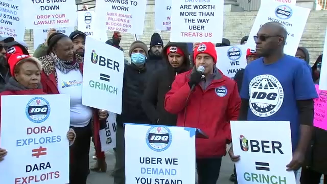 Uber drivers strike after raises blocked by company - YouTube