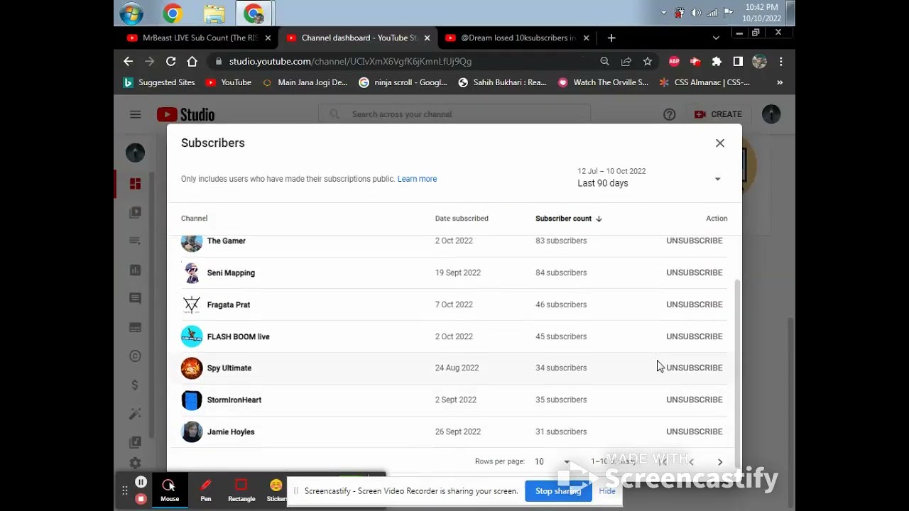 Prove i am subscribed to everyone who has subscribed to me # ...