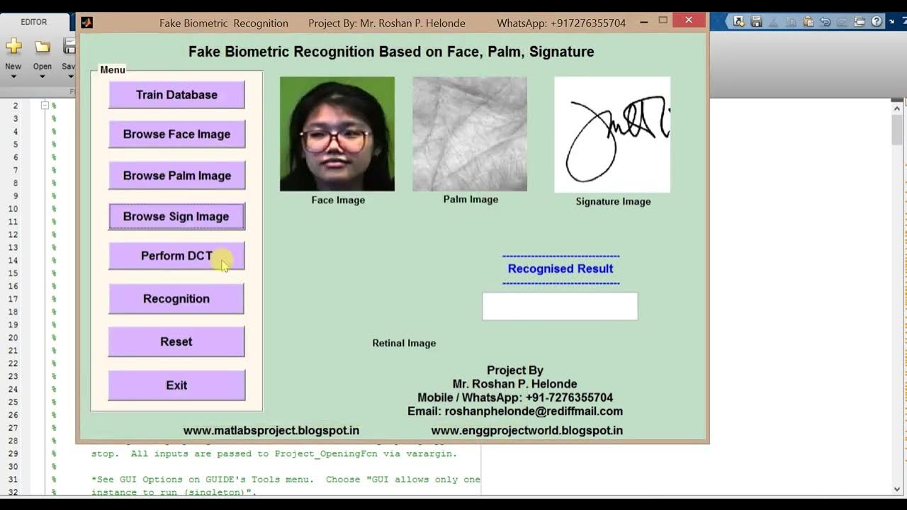 Face Sign Biometric Recognition Using Image Processing | Matlab Project ...