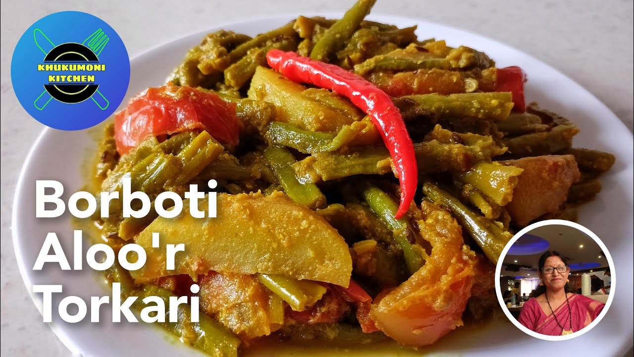Borboti Aloo'r Torkari | Niramish Recipe |Bengali Recipe with Yardlong ...