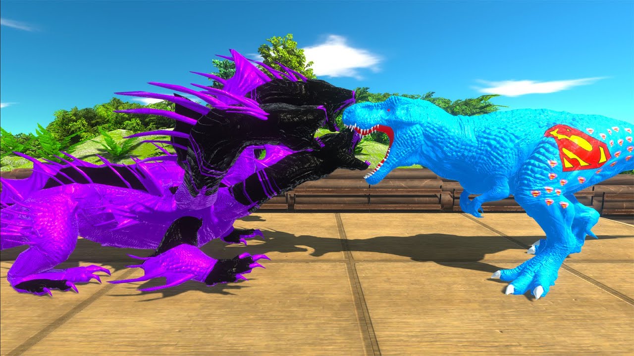 SUPERMAN T-REX vs PURPLE HYDRA DEATH RUN - Animal Revolt Battle ...