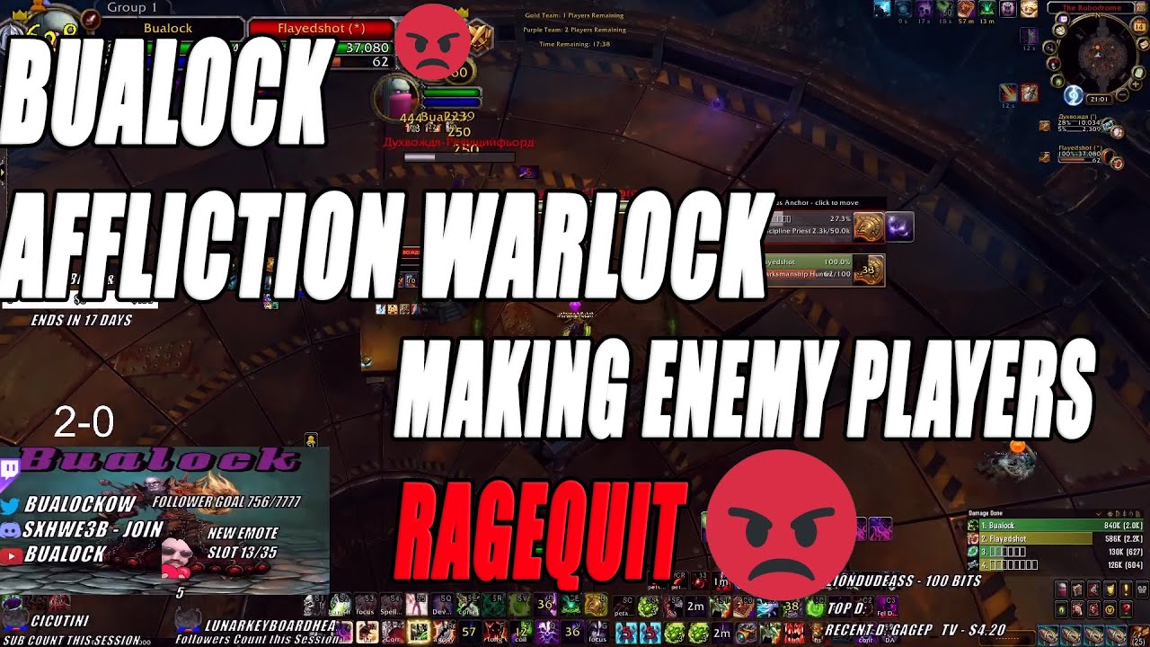 AFFLICTION WARLOCK MAKING PEOPLE RAGE QUIT FROM RANKED 2VS2 ARENAS ...