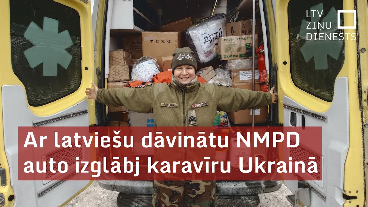 Ar latviešu dāvinātu NMPD auto izglābj karavīru Ukrainā - YouTube