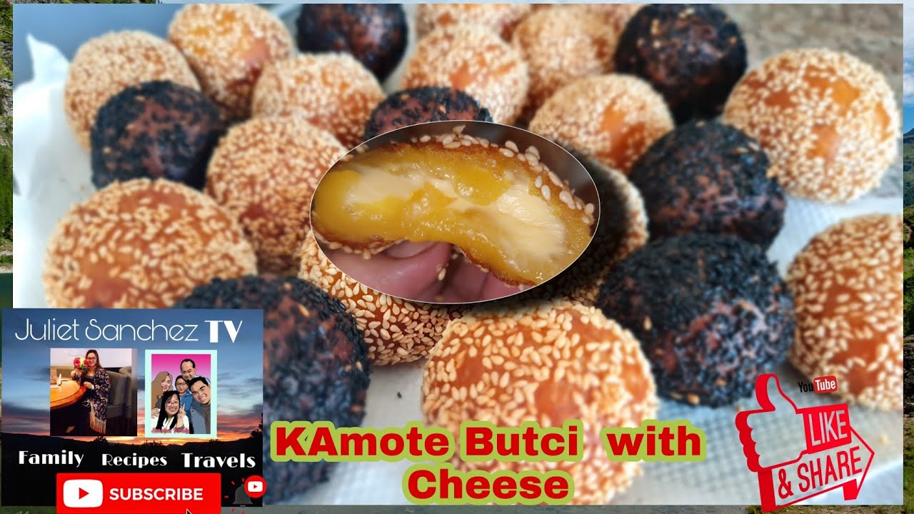 How To make Butchi With Cheese | Butchi with Sesame Seeds | Kamote ...
