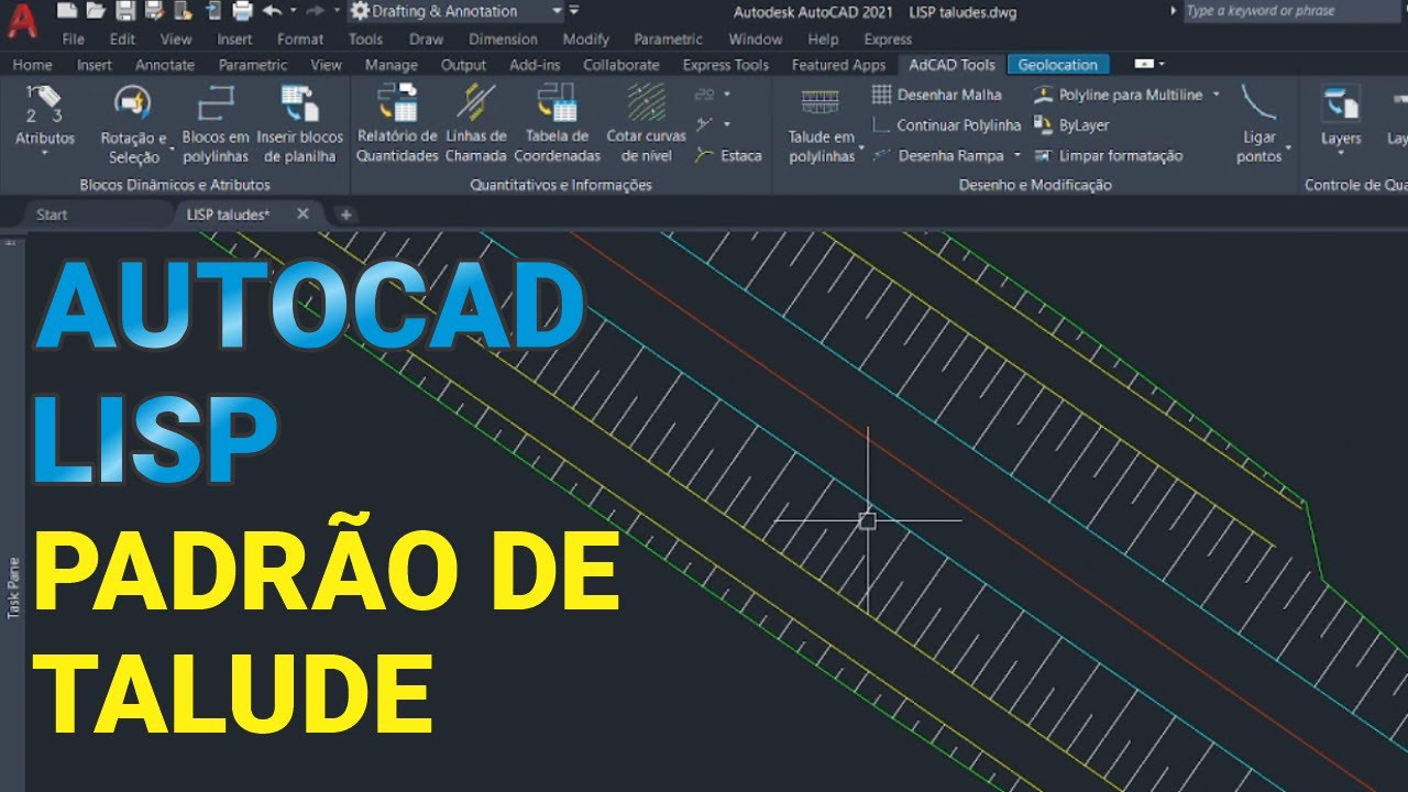 LISP PADRÃO DE TALUDE COM OPÇÃO DE BANQUETAS - YouTube