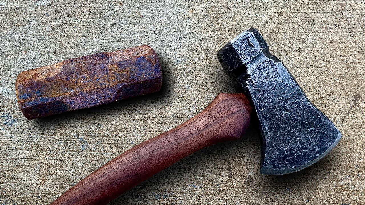 Forging a RUSTY Mini Sledge into a HATCHET - YouTube