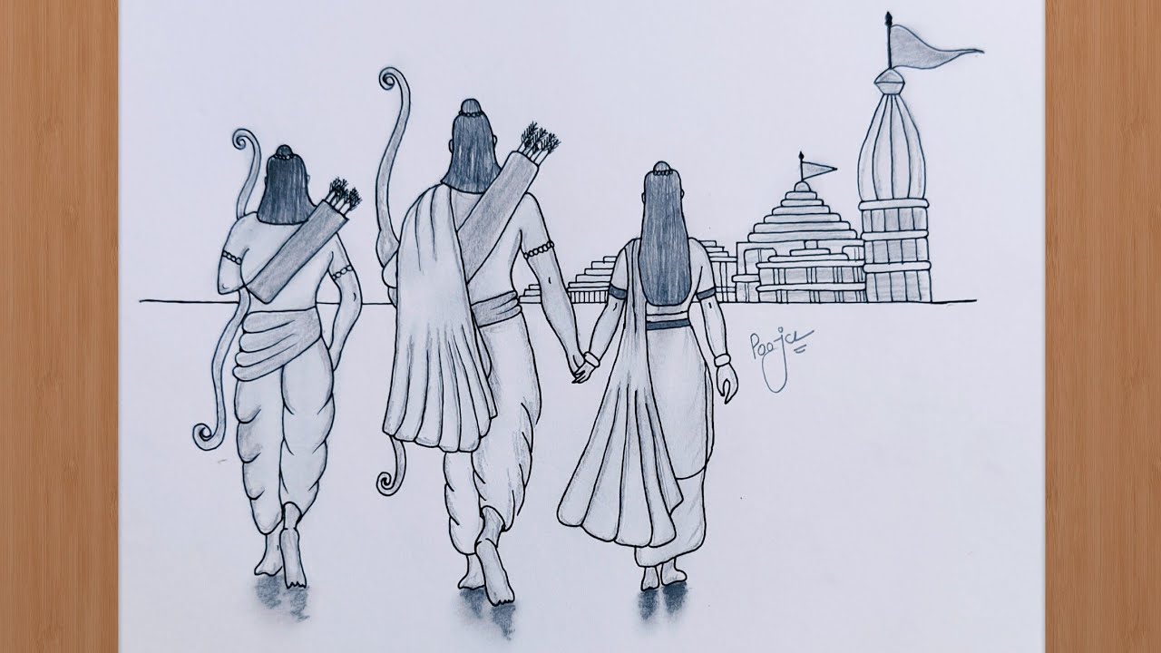 HOW TO DRAW SHREE RAM||RAM SITA LAXMAN DRAWING EASY STEP BY STEP PANCIL ...