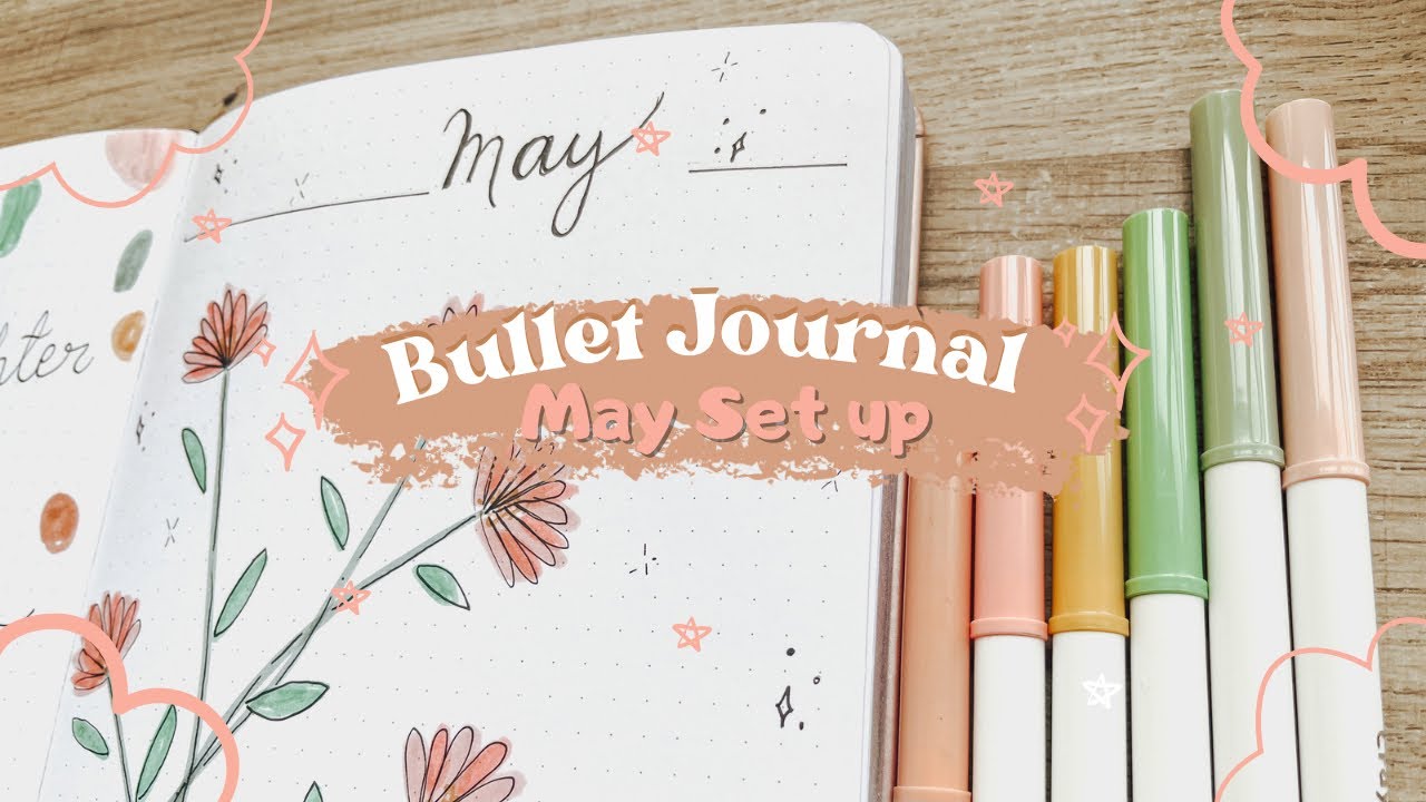Bullet Journal | May Cover and Spreads set up ( no talk, music ...