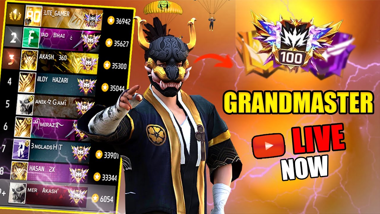 New Grandmaster Top 1 Push V Badge Lobby FF LIVE Free Fire LIVE! #ff # ...