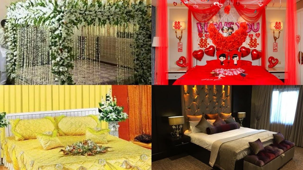 Wedding Room decoration latest bridal bed design colourful collection ...