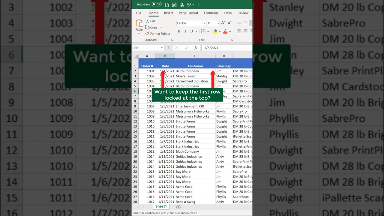 Freeze Panes In Excel lock Row Into Place YouTube Freeze Panes In Excel lock Row Into Place YouTube