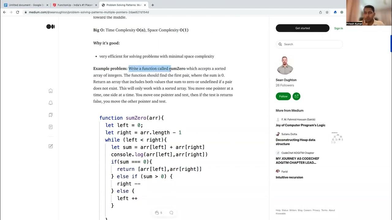 Multiple Pointers Method_DSA_Day4_S1 Sequence 01 - YouTube