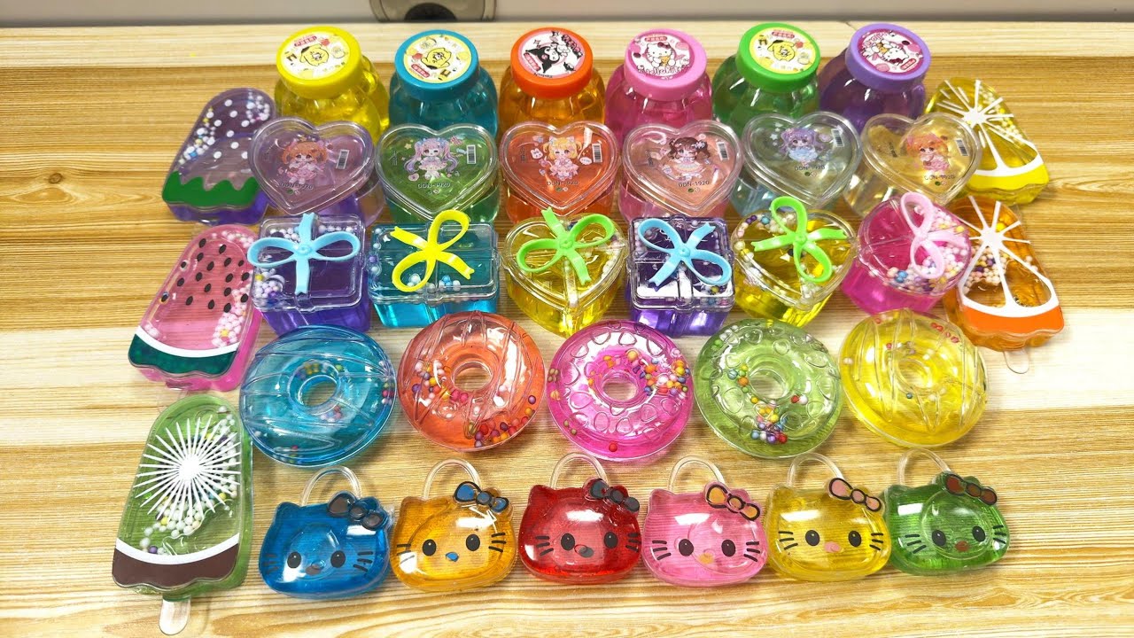 What will happen if the colorful crystal mud, fake water, etc. are mixed with slimes? - YouTube