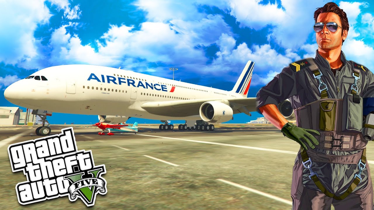 GTA V Airbus A380-800 (MOD) || AirFrance || Takeoff + landing - YouTube