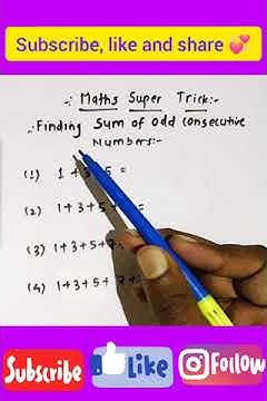 Sum Of Odd Consecutive Numbers ||Maths Tricks in 3 Seconds||#AlgebraTricks #shorts - YouTube