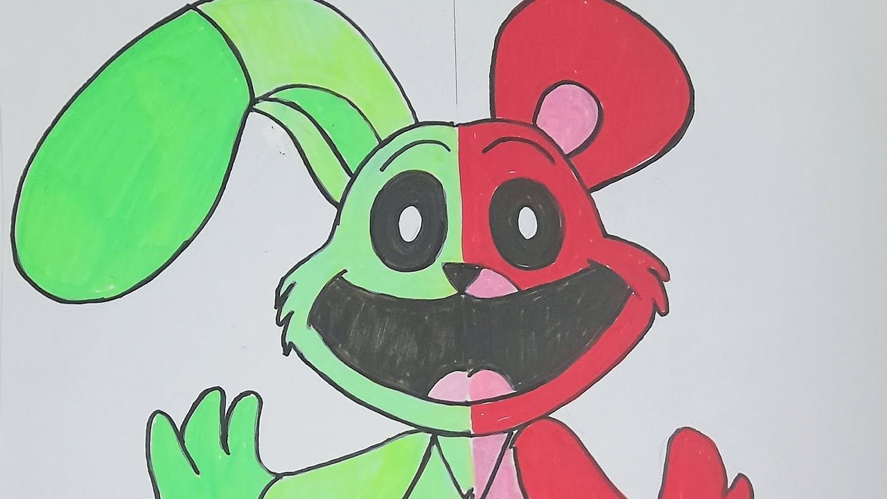 Draw and Color Hoppy Hopscotch x Bobby Bearhug Poppy Playtime Smiling ...