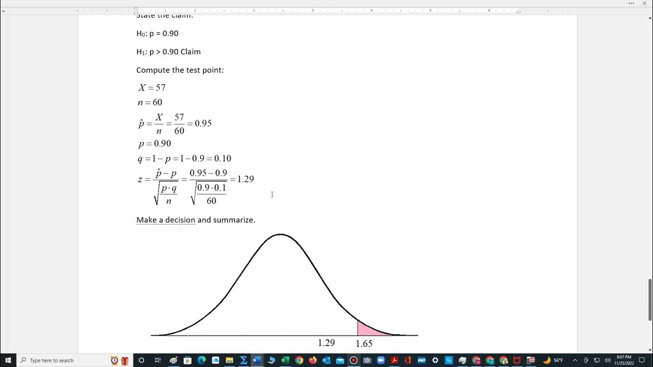 Example of Z- test for Proportion - YouTube