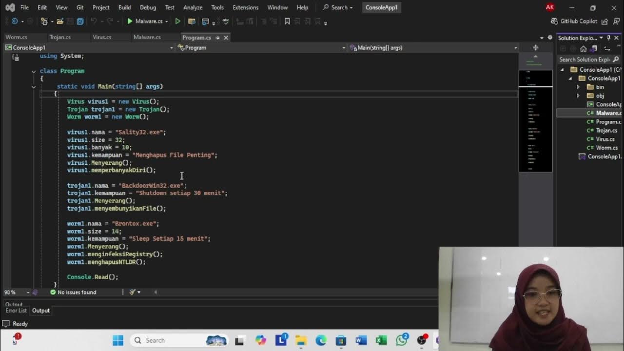 cara mengimplementasikan dan menerapkan inheritance dan override dalam pemrograman bahasa C# ...