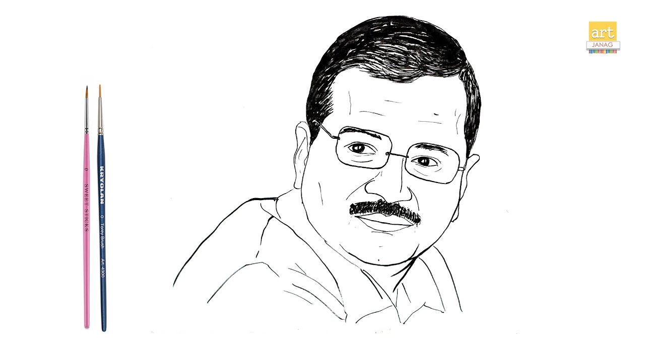 Arvind Kejriwal drawing easy II How to Draw Arvind Kejriwal drawing ...