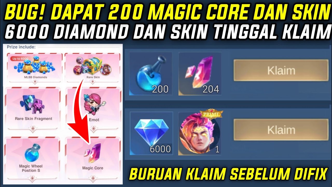BUG! DAPAT 200 MAGIC CORE DAN SKIN GRATIS - EVENT SKIN GRATIS MLBB 2025 ...