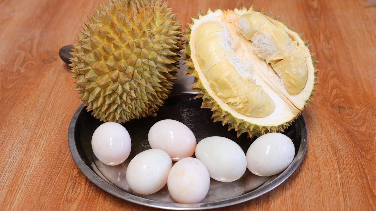 Yummy cooking rice with durian and egg How to cook yummy sweet durian ...