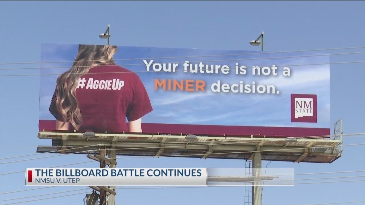 The NMSU and UTEP billboard battle continues. - YouTube