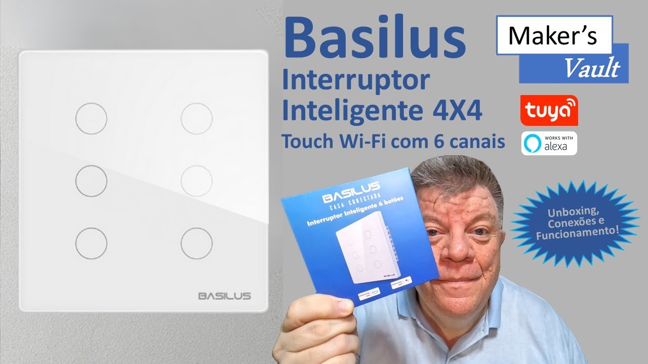 Basilus Interruptor Touch inteligente Wi Fi 4X4 de seis canais – Use ...