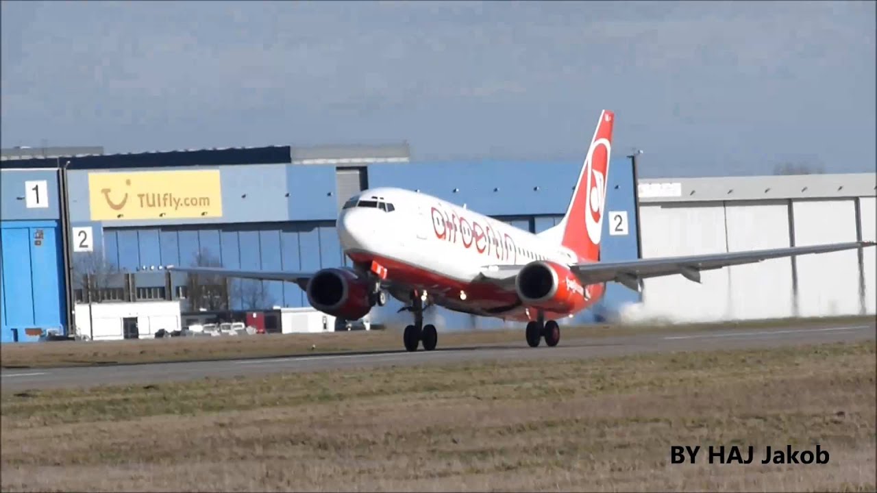 *RARE: without Winglets* Airberlin Boeing 737-700 take off Hannover ...