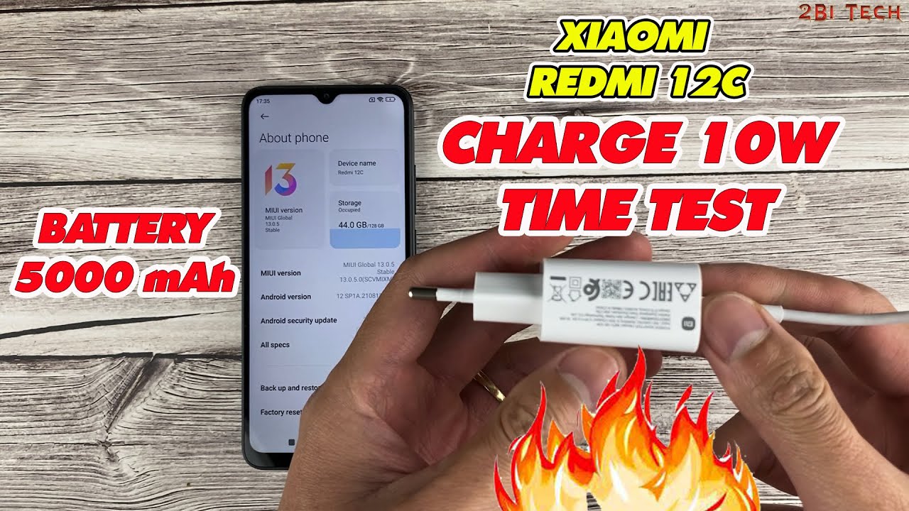 XIAOMI REDMI 12C Global Version Charging Test! 10W Charger Micro to USB ...