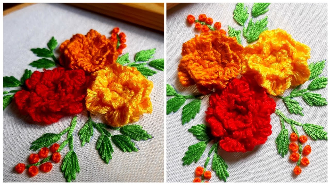 Easy Hand Embroidery: Simple Floral Bunch || Bullionknot Stitch ...