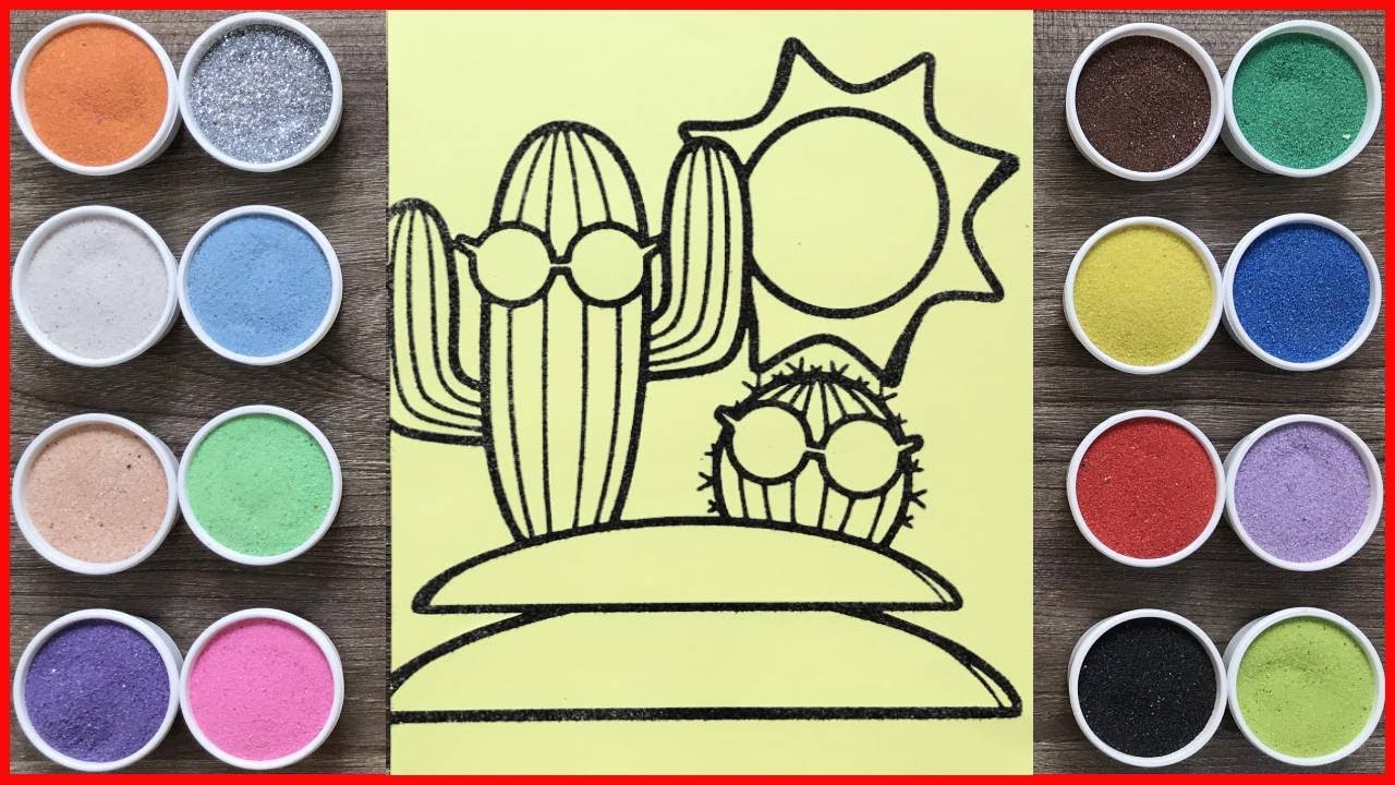 How to painting the funny cactus with colors sand - Sand painting ...