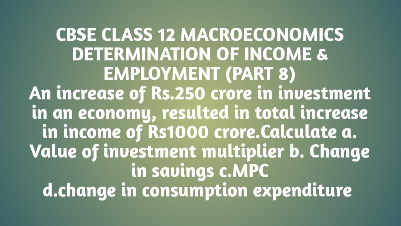 CBSE | CLASS 12 | ECONOMICS |MACROECONOMICS | DETERMINATION OF INCOME ...