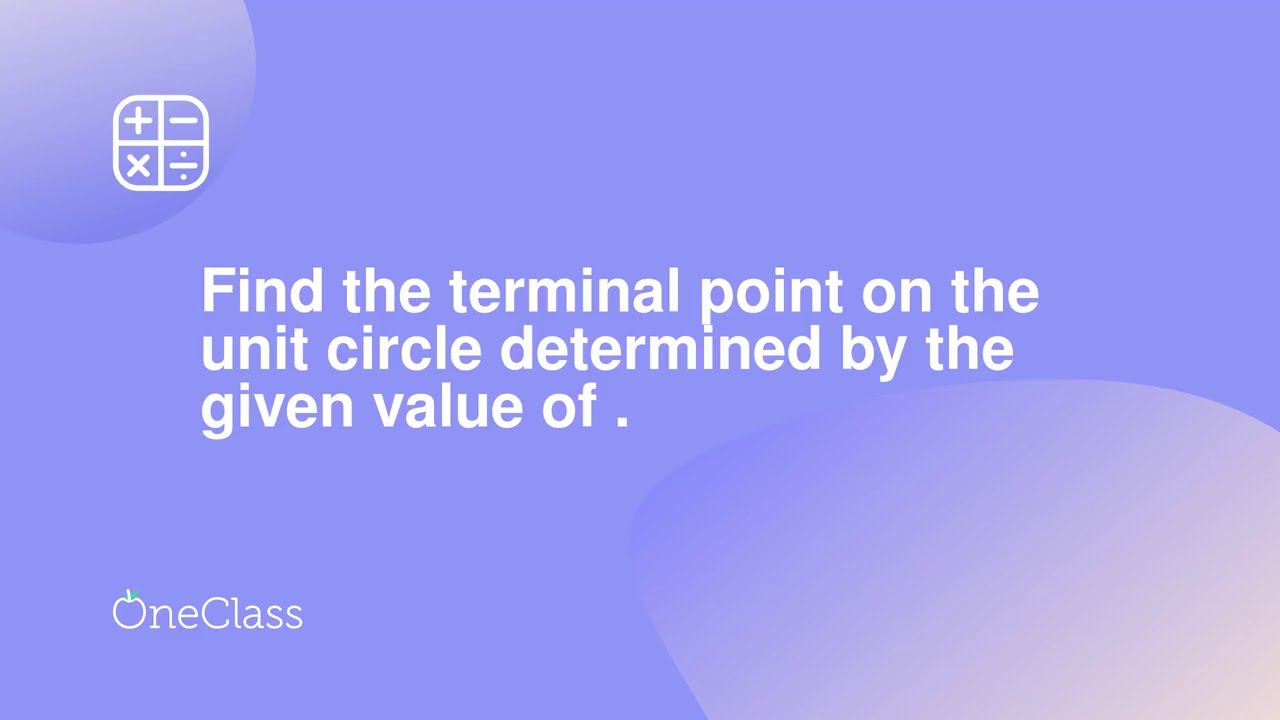 Find the terminal point on the unit circle determined by the given ...