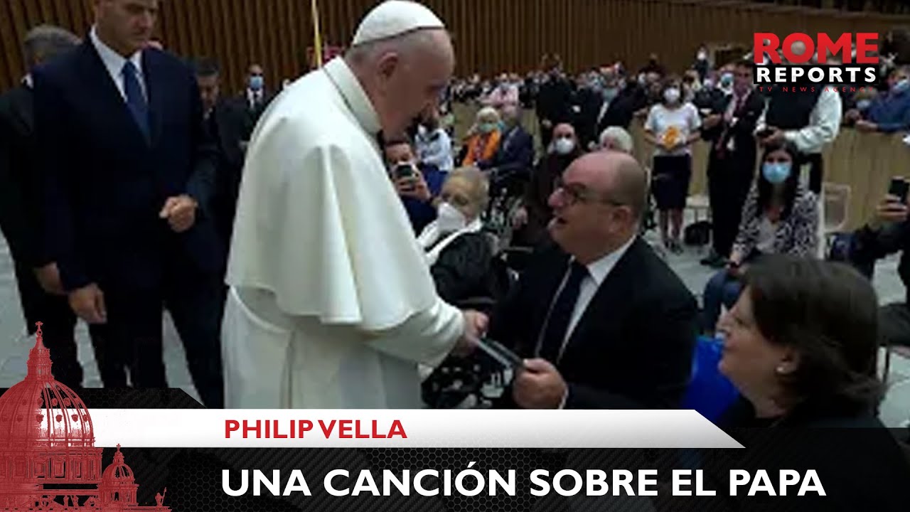 Philip Vella entrega al Papa la canción que ha compuesto sobre él - YouTube