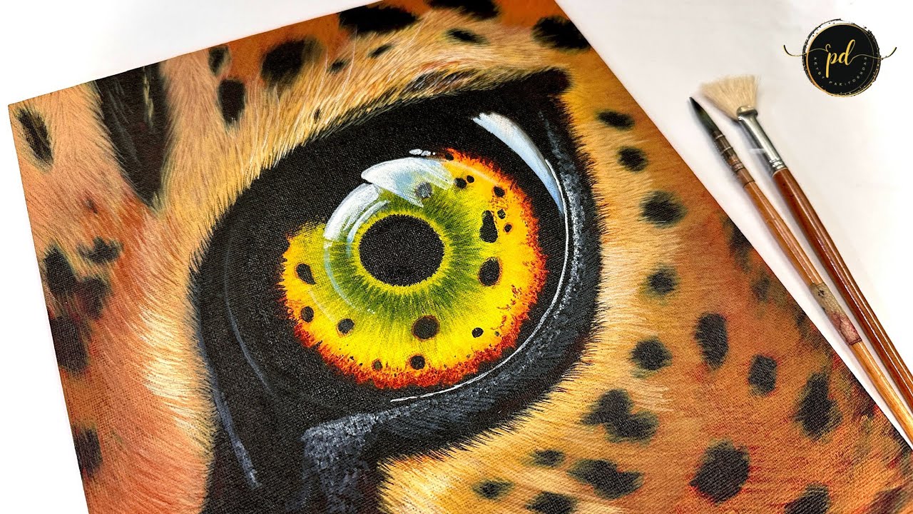 Realistic / leopard eye / Acrylic Painting/ Step by step - YouTube