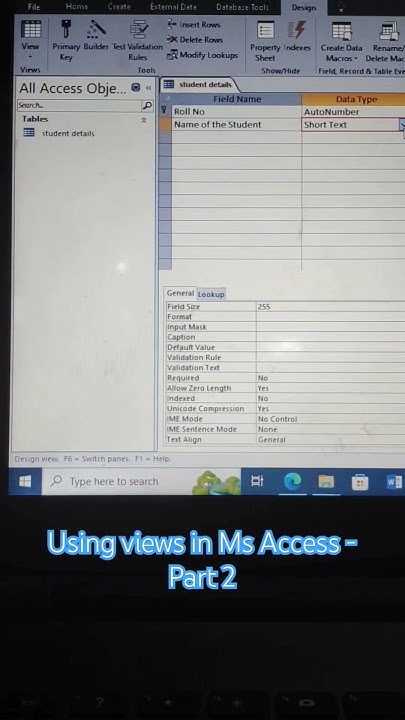 Ms Access Part -2 #design #view #tutorial #class8 #cbse #shortsyoutube - YouTube