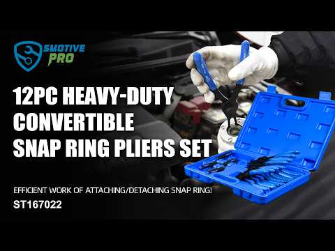 SMOTIVEPRO 12PC Convertible Snap Ring Pliers Set | Internal & External Circlip Tool