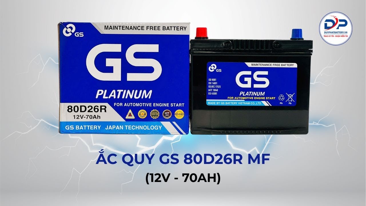Bình ắc quy GS MF 80D26R | Ắc quy ô tô - YouTube