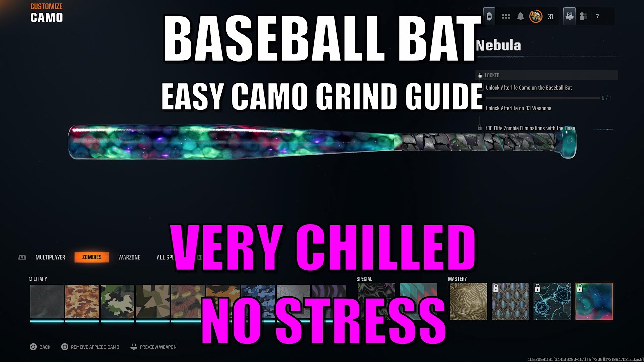 BO6 Baseball Bat Easy Camo Grind (Black Ops 6 Baseball Bat Simple Camo ...