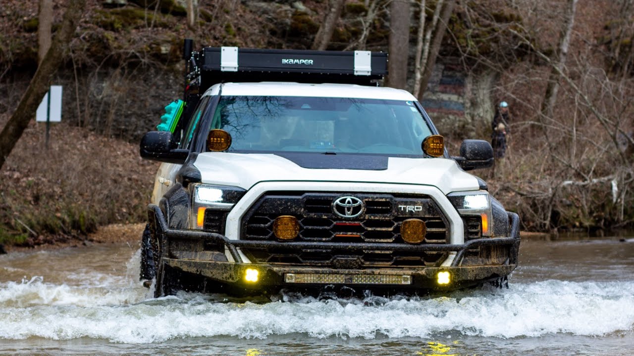 Toyota Tundra TRD 4x4 Overland Build 😱😱😱Deep Water Crossing on a muddy ...