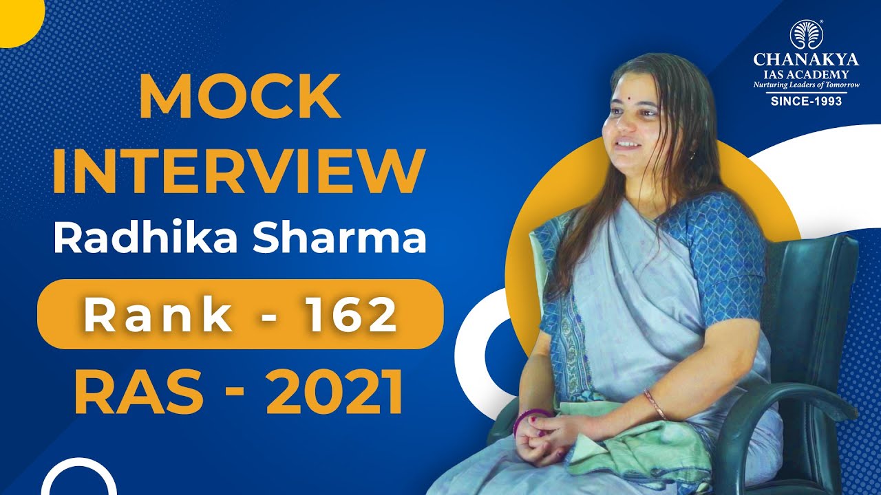 Radhika Sharma, Rank 162 | RPSC RAS 2021 | Mock Interview | Chanakya ...