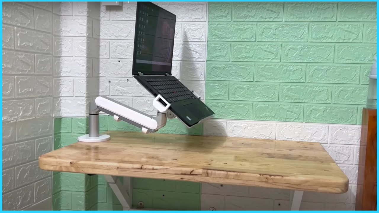 DIY wall mounted table with laptop arm - YouTube
