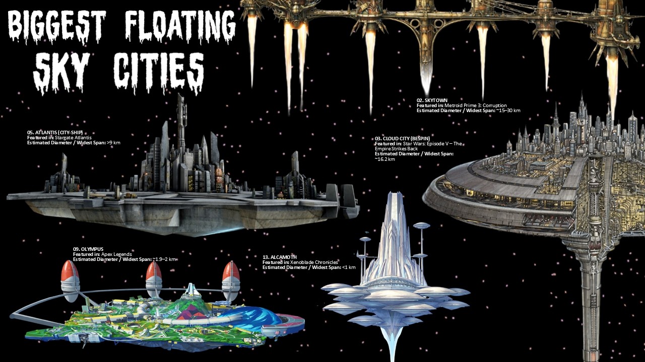15 Biggest Floating Sky cities in fiction - YouTube