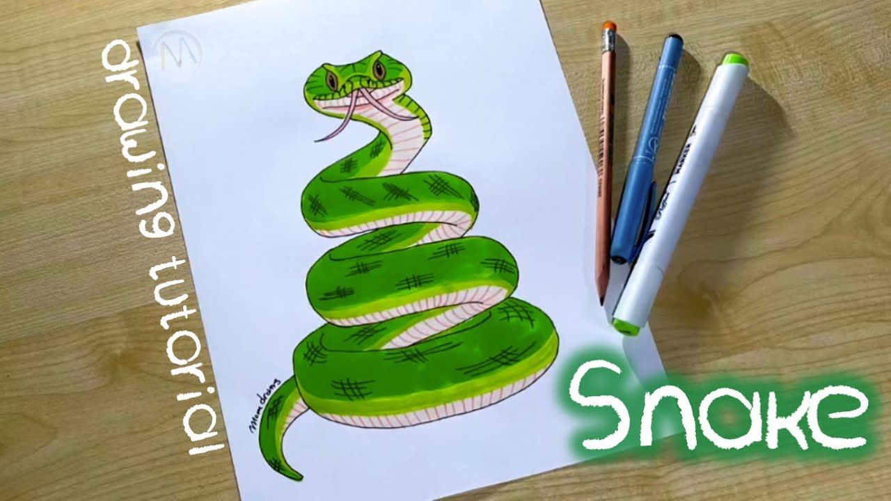 How to draw Christmas Snake / How to draw New Year`s Snake 2025 - YouTube